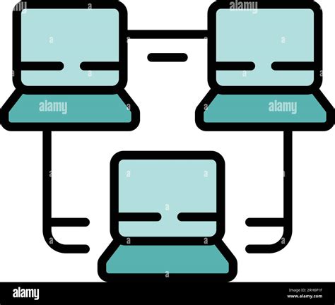 Workflow Network Icon Outline Vector Work Process Business Gear Color Flat Stock Vector Image