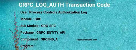 GRPC LOG AUTH SAP Tcode For Process Controls Authorization Log