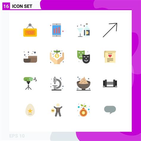 Set Of 16 Modern Ui Icons Symbols Signs For Tool Bowl Wine Up Arrow Editable Pack Of Creative