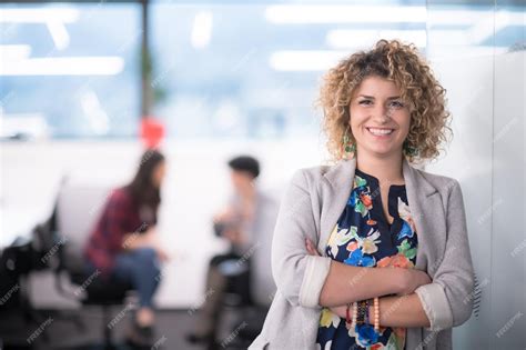 Premium Photo Portrait Of Successful Female Software Developer With A
