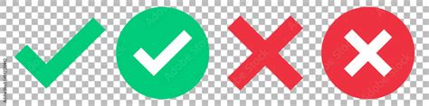 Green Check Mark Icon Red Cross Mark Icon Green Tick And Red Cross Icons Set Isolated On