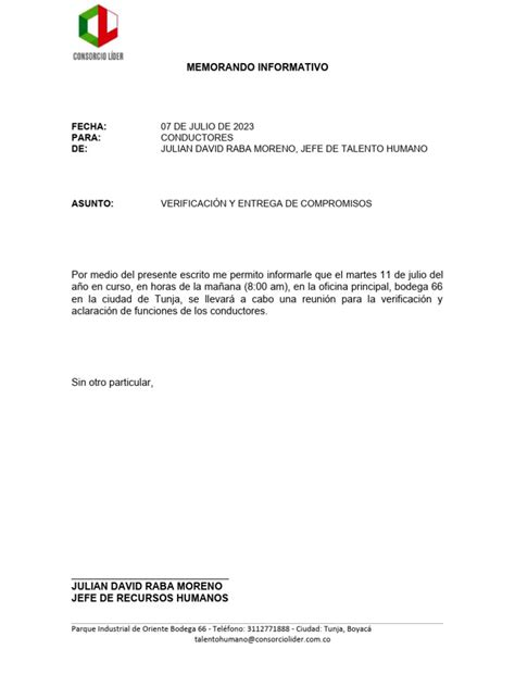 Memorando Informativo Pdf Economias Business