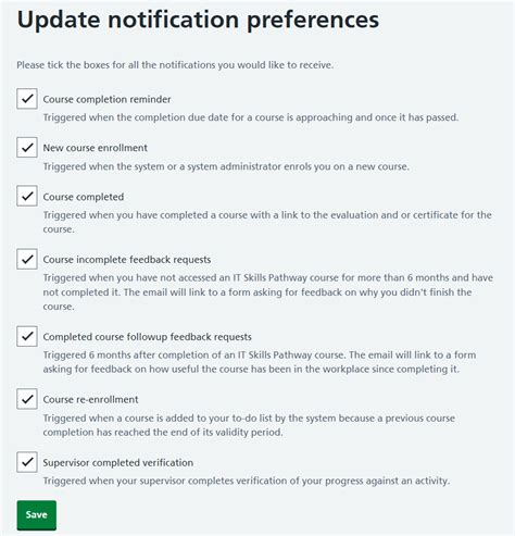 Updating Notification Preferences Digital Learning Solutions Support Portal