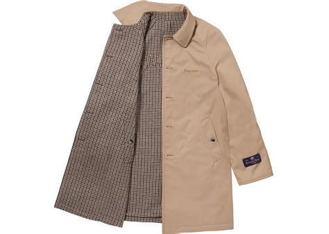 Supreme Reversible Houndstooth Overcoat Tan Mens Fw23 Us