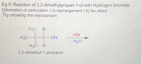 Solved Eg Ii Reaction Of 22 Dimethylpropan 1 Ol With