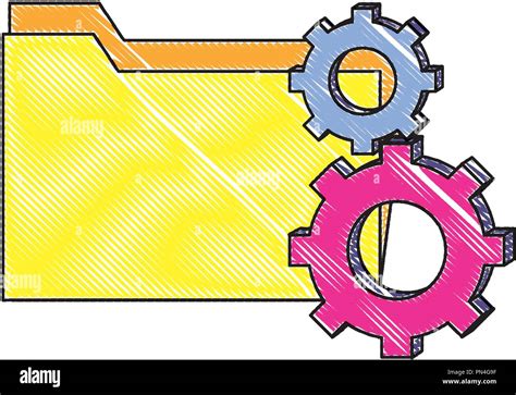 Grated Folder File And Industry Gears Process Stock Vector Image And Art