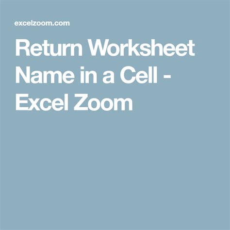 Return Worksheet Name In A Cell Artofit