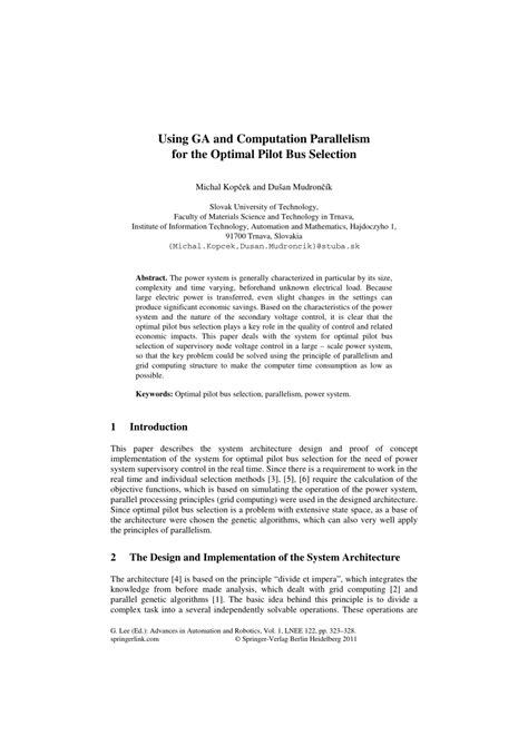 Pdf Using Ga And Computation Parallelism For The Optimal Pilot Bus Selection