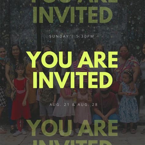 You Are Invited Aug 21 And 28 Chrch Will Never Be Complete Without U