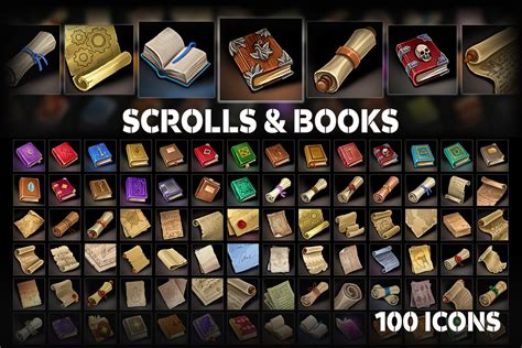 Scrolls And Books Icons 2d Icons Unity Asset Store