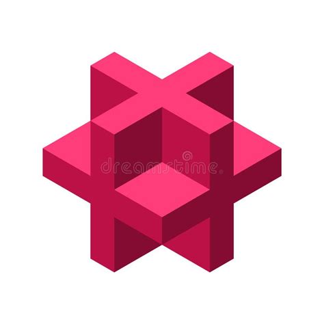 Red 3d Cross Or Plus Sign Dimensional Letter X Isometric Cube Shape Made Of Crosses Stock