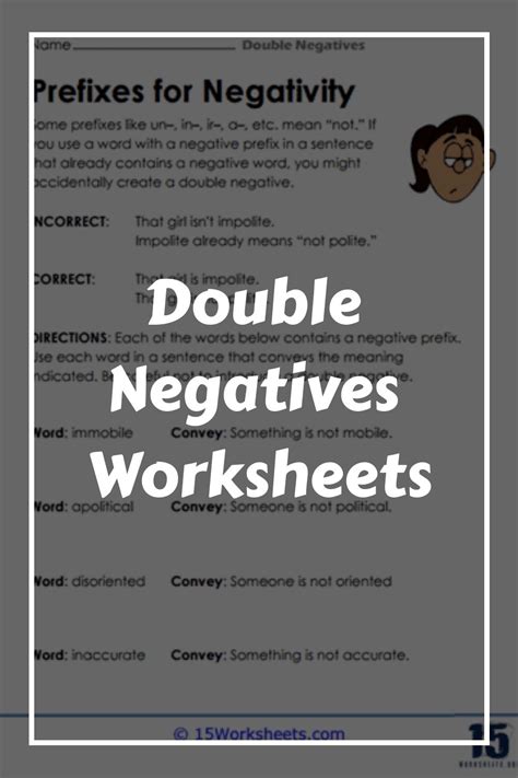 Double Negatives Worksheets Negative Words Negativity Worksheets