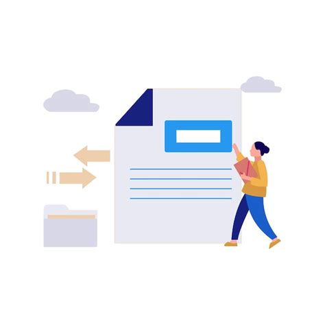 premium vector female showing converting a document file into a folder