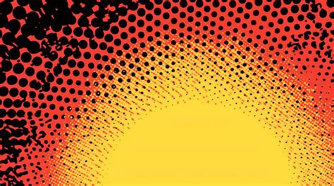 Comic Inspired Halftone Dotted Pattern With Colorful Gradient Background And Circular Elements