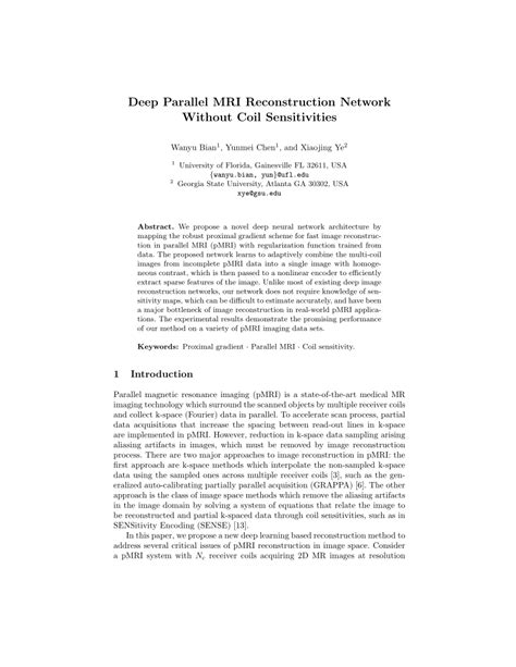 Pdf Deep Parallel Mri Reconstruction Network Without Coil Sensitivities