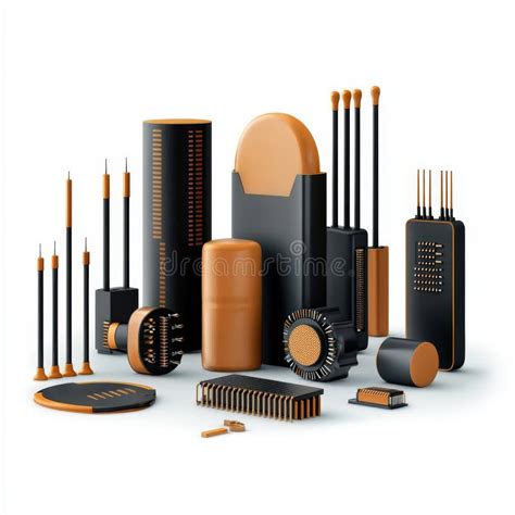A Collection Of Modern Technological Components In Black And Orange