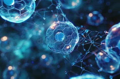 Close Up Of A Neuron Like Structure With Dynamic Glowing Connections And Floating Particles In