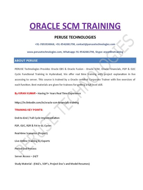Comprehensive Overview Of Oracle Scm Training Covering Key Modules Setups Cycles And Real Time