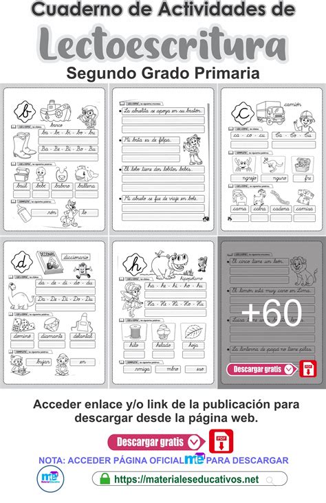 Cuaderno De Actividades De Lectoescritura 2° Primaria 60 PÁg