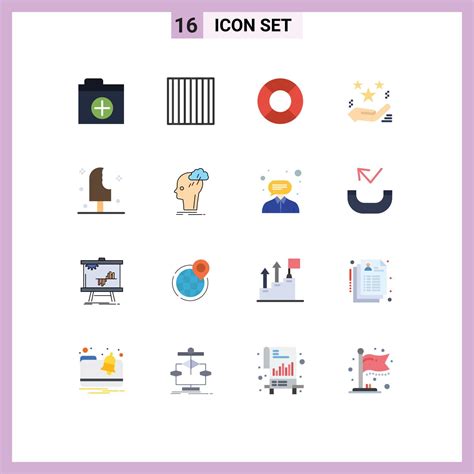 Editable Vector Line Pack Of 16 Simple Flat Colors Of Ice Cream Food Recreations Dessert Present