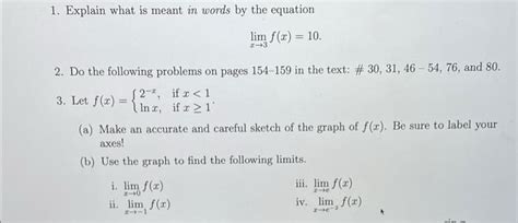 Solved 1 Explain What Is Meant In Words By The Equation Lim