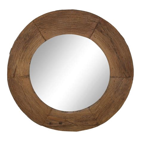 Round Wall Mirror With Wooden Frame At Dennis Aguayo Blog
