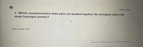 Solved Which Complementary Base Pairs Are Bonded Together Chegg