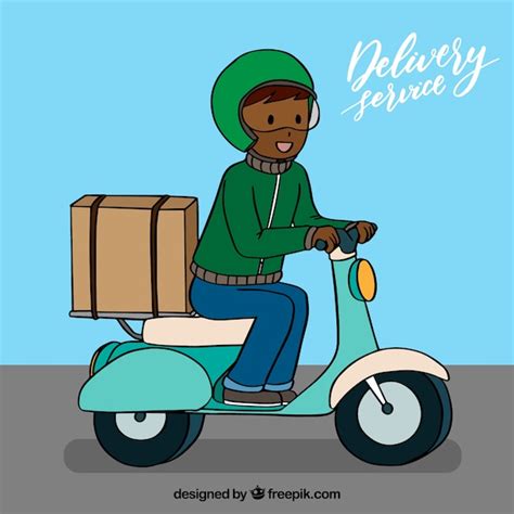 Free Vector Hand Drawn Deliveryman With Cute Style