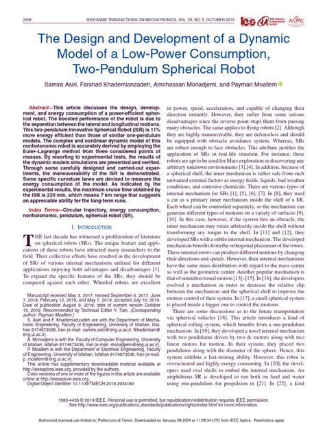 The Design And Development Of A Dynamic Model Of A Low Power Consumption Two Pendulum Spherical