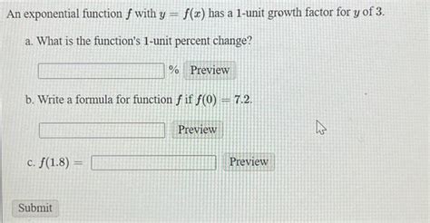Solved An Exponential Function F With Yfx Has A 1 Unit