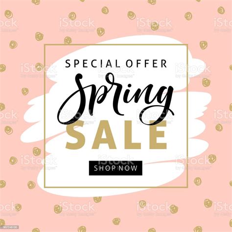 봄 판매 배너 서식 파일 온라인 쇼핑을 위한 현대 브러시 서 예 함께 벡터 일러스트 레이 션 세일에 대한 스톡 벡터 아트 및 기타 이미지 Istock