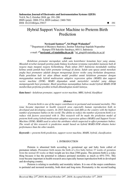 Pdf Hybrid Support Vector Machine To Preterm Birth Prediction