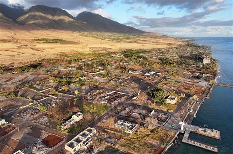 Lahaina Island Lahaina West Maui Hawaii Aerial Lanai Island Stock