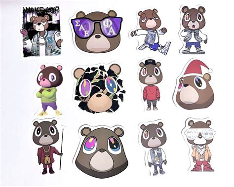 College Dropout Bear Assorted Stickers Waterproof American Hip Hop