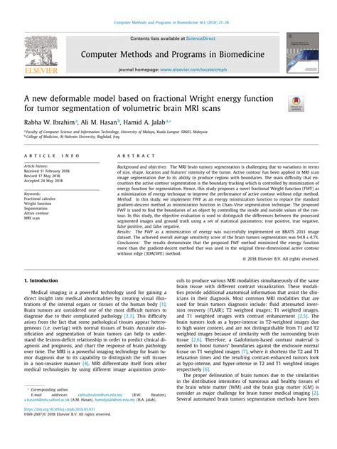 Pdf A New Deformable Model Based On Fractional Wright Energy Function For Tumor Segmentation