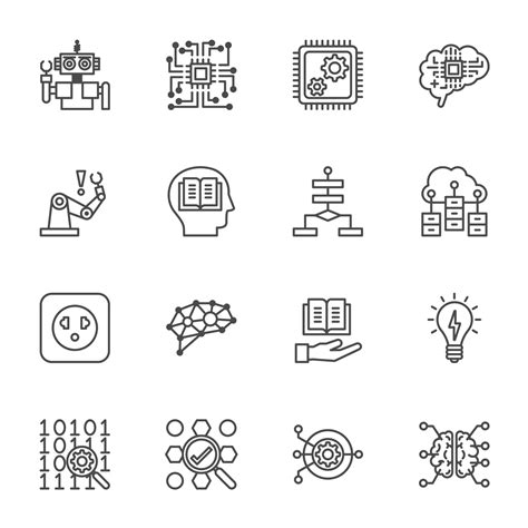 Ai Artificial Intelligence Technology And Machine Learning Icons