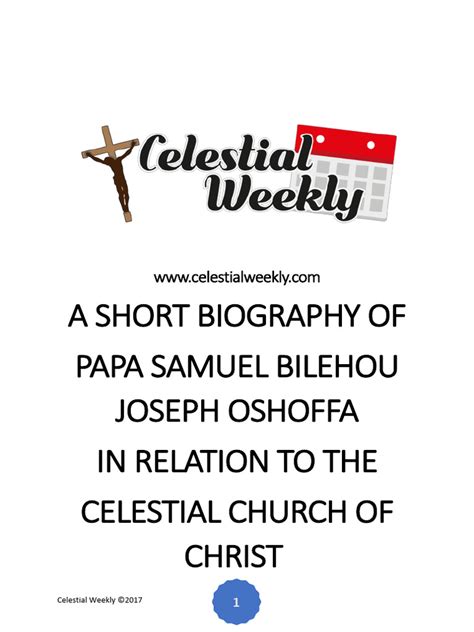 A Short Biography Of Papa Samuel Bilehou Joseph Oshoffa In Relation To The Celestial Church Of