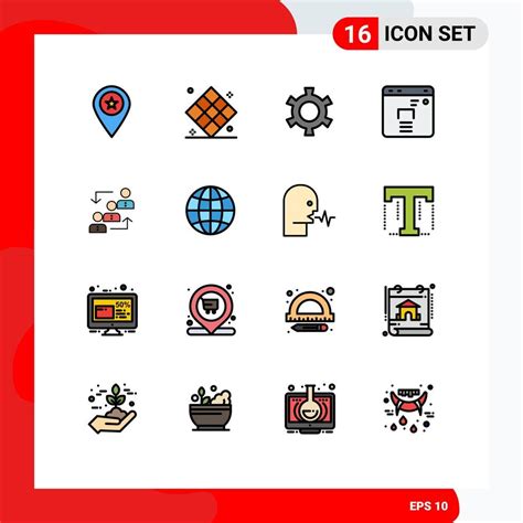 16 Universal Flat Color Filled Line Signs Symbols Of Advancement Marketing Play Finance Setting