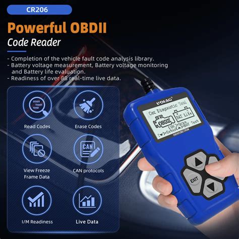 Udiag UDIAG CR OBD Scanner With Battery Test Car Scan Check Engine Diagnostic Tool Fault