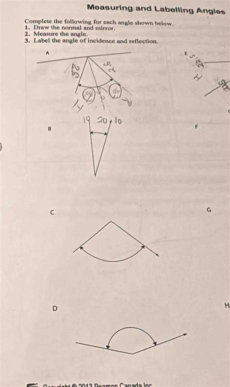 Solved Measuring And Labelling Angles Complete The Following For Each Angle Shown Below Dra