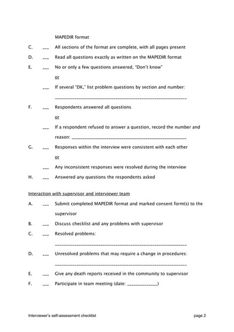 Interviewer Checklist01 July07 Pdf