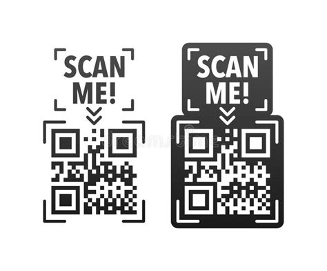 scan me icon with qr code inscription scan me qr code label stock