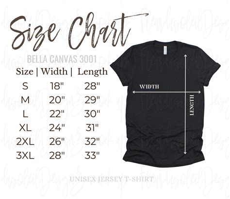 Bella Canvas Size Chart 3001 3001 Size Chart Bella Canvas 3001 Size