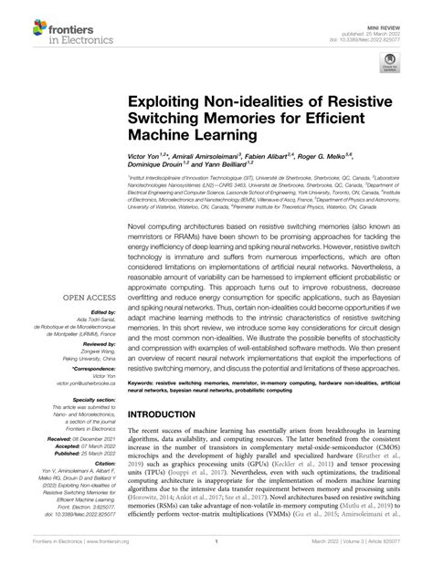 pdf exploiting non idealities of resistive switching memories for efficient machine learning