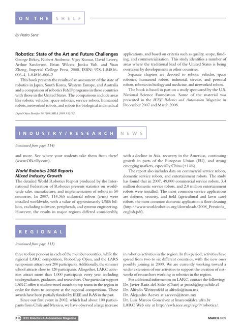 Pdf Robotics State Of The Art And Future Challenges G Bekey Et Al