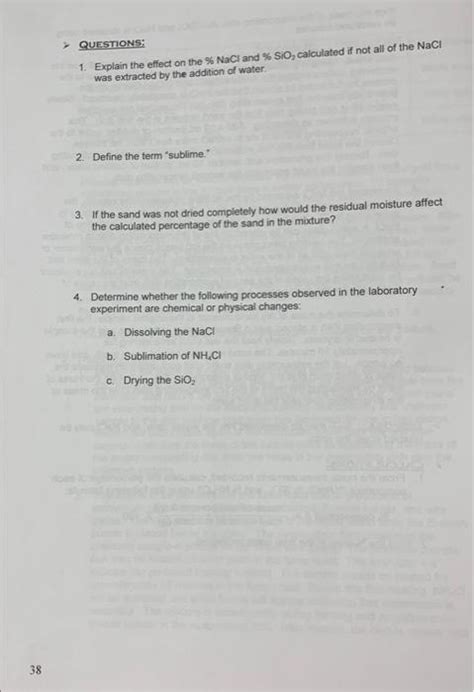 Solved QUESTIONS Explain The Effect On The NaCl Chegg