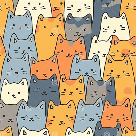 Colorful Stack Of Cartoon Cats Illustration Stock Illustration