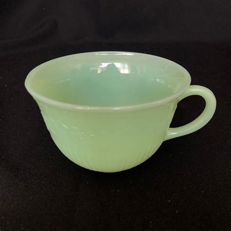 Vintage Jadeite Alice Pattern Tea Cup And Saucer Fireking Anchor Etsy