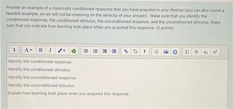 solved provide an example of a classically conditioned