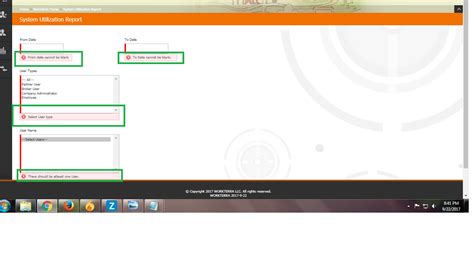 Wt 10800 Lb System Utilization Report Validation Message Not Shown For User Type